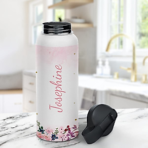 wowcugi Personalized Water Bottle Initial Letter Monogram Sport Stainless Steel Insulated Sports Bottles Custom Birthday Christmas Back To School Customized Gifts For Women Girls Kids Teen Tween