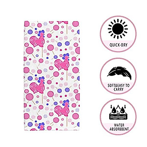 My Little Nest Hand Towels for Bathroom Candy Lollipops Cock Hearts Absorbent Small Bath Towel Soft Kitchen Towels Fingertip Towel for Guest and Bar 30 x 15 inch