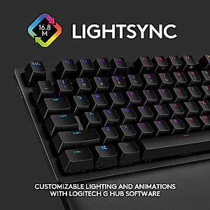 Logitech G513 Carbon LIGHTSYNC RGB Mechanical Gaming Keyboard with GX Brown Switches, Memory Foam, USB Pass-Through Port, Aircraft-Grade 5052 Aluminum Top Case - Tactile (Renewed)