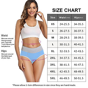 wirarpa Women's Cotton Underwear High Waist Briefs Ladies Soft Breathable Panties Full Coverage Underpants 5 Pack Large