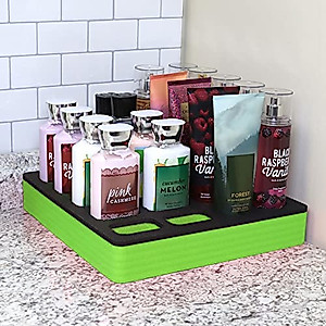 Polar Whale Lotion and Body Spray Stand Organizer Large Tray Green Black Durable Foam Washable Waterproof Insert for Home Bathroom Bedroom Office 12.3 x 11.75 x 2 Inches 20 Slots