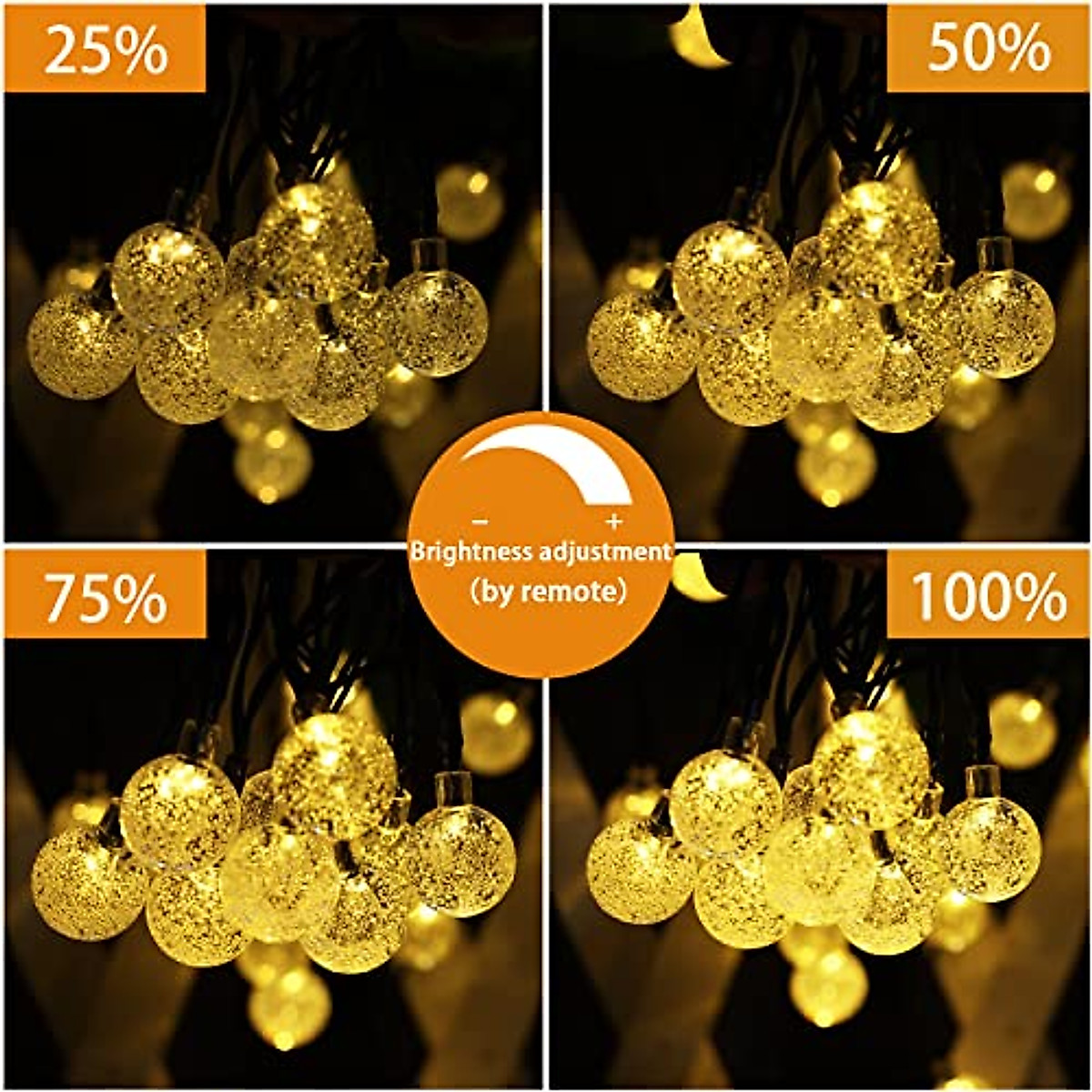 Solar String Lights Outdoor, 60 LED 36ft Crystal Globe Lights With Remote, 8 Modes Waterproof Solar Powered Patio Lights for Weeding, Garden, Lawn, Porch, Yard, Party, Xmas, Home Decor (Warm White)
