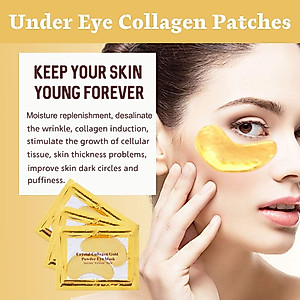 NIYET 30 Pairs Under Eye Collagen Patches, Gold Moisturizing Under Eye Mask, Under Eye Gel Pads for dark circles and puffiness