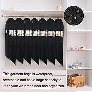 SORON 43" Garment Bags, 7 Packs Garment Bags for Hanging Clothes, Env-friendly Breathable Suit Bag Clothes Cover for Storage Suits, shirts, T-shirts and Jackets, Suitable for Adults and Children