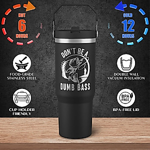 qchdln Fisherman Gifts For Men - Cool American Flag Cup - 30oz Insulated Fishing Tumbler with Handle - Fathers Day,Birthday,Christmas Gifts for Dad,Grandpa,Husband,Uncle