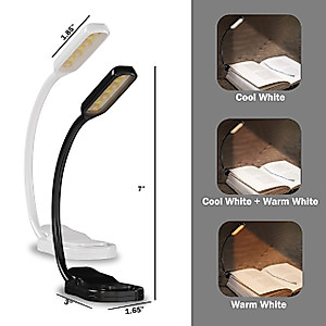 BaHoki Essentials Book Clip Lamp - Small Size Rechargeable LED Clip On Flash Light - Book Light for Reading in Bed