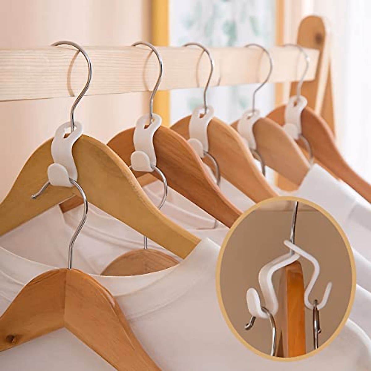 TCIOD 60pcs Hanger Connector Hooks, Space-Saving Cascading Clothes Hook Hanger Plastic Hooks Hanger Hook for Thanksgiving Christmas Decoration