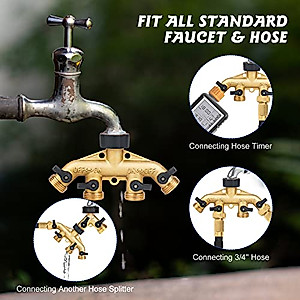 Garden Hose Splitter 4 Way Heavy Duty Brass Connector Tap Splitter (4WAY)