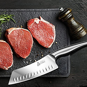 DDF iohEF Kitchen Knife, Chef's Knife In Stainless Steel Professional Cooking Knife, 7 Inch Antiseptic Non-slip Ultra Sharp Knife with Ergonomic Handle Ideal for Kitchen/Restaurant