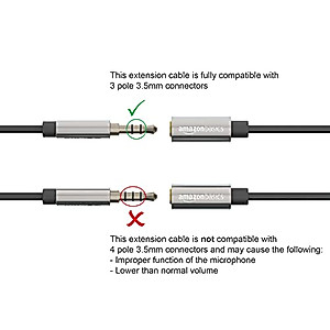 Amazon Basics 3.5mm Male to Female Stereo Audio Extension Adapter Cable - 6 Feet