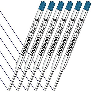Unibene Parker Compatible Ballpoint Refills 12 Pack,1.0mm Medium Point-Blue, Smooth Writing Replaceable German Ink Tactical Pen Refills for Parker Ballpoint/UZI Pen