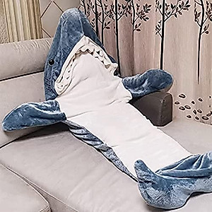 Shark Blanket Super Soft Cozy Flannel Hoodie Shark Sleeping Bag Shark Tail Wearable Fleece Throw Blanket for Adult 2023 New