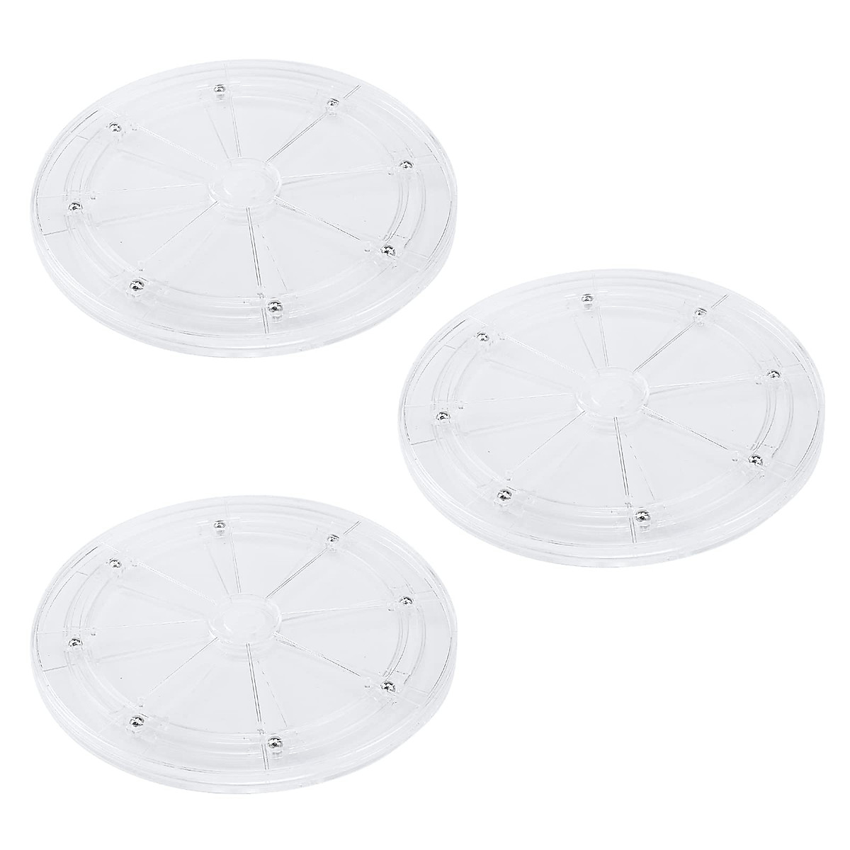 Semetall 3pcs 8" Acrylic Lazy Susan Rotating Swivel Plate Round Turntable Organizer for Makeup Table Kitchen Cabinet Spice Rack Cake,Clear