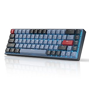 MageGee 60% Mechanical Gaming Keyboard, 68 Keys Compact Blue LED Backlit Gaming Keyboard, SKY68 Wired Ergonomic Mini Office Keyboard for Windows PC Gamer (Brown Switch, Black & Blue)