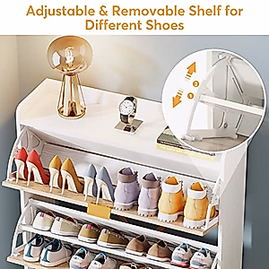 LITTLE TREE Shoe Cabinet with 3 Flip Drawers, 24 Pair Shoe Rack Organizer, Entryway Shoe Storage Cabinet