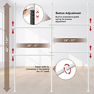 Closet Organizer Clothes Rack, Heavy Duty 4-Tier Adjustable Free Standing Laundry Drying Garment Rack, Floor to Ceiling Clothing Hanger Tension Rod Closet System Wardrobe Storage Matt White