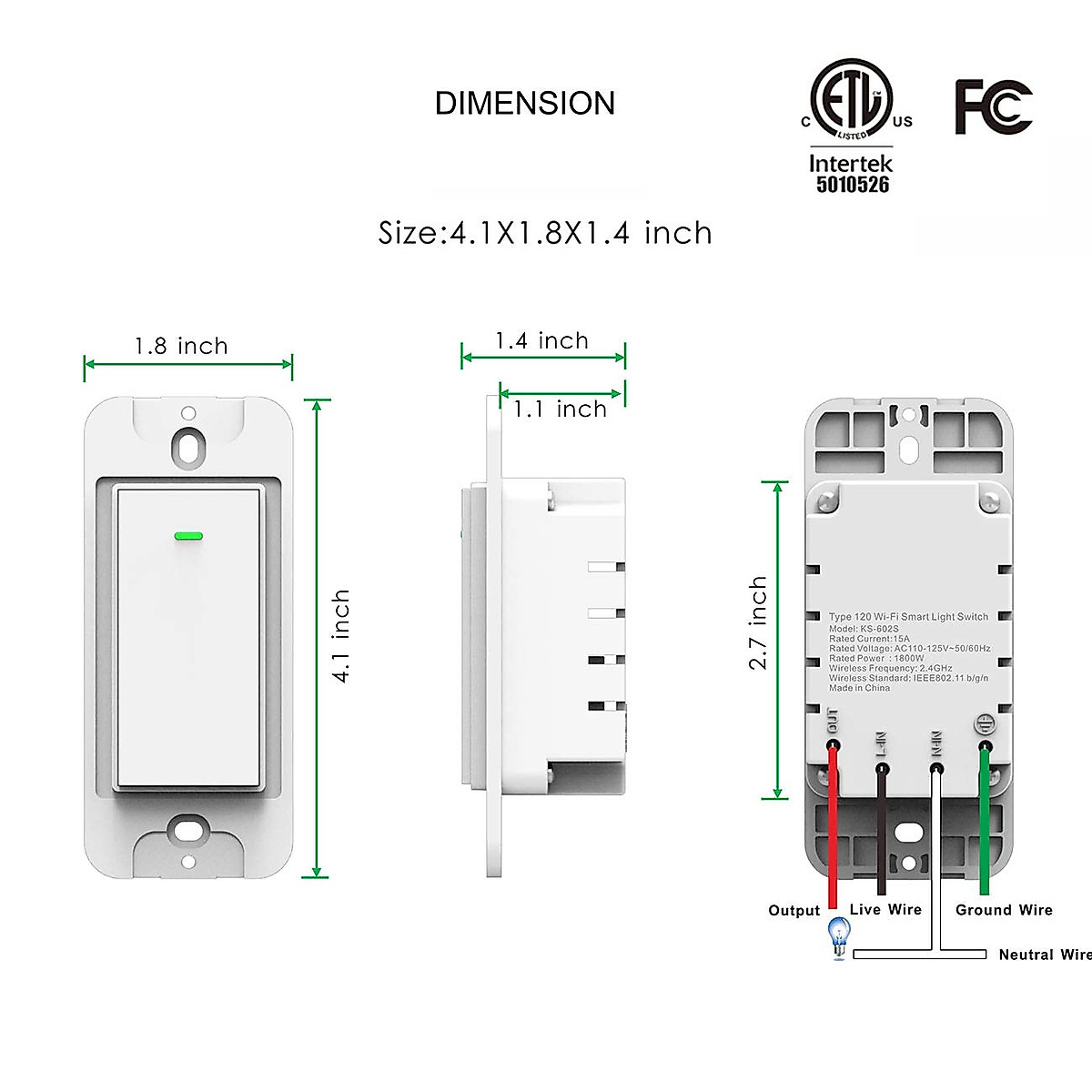 Smart Light Switch, Double Smart WiFi Light Switches, Smart Switch 2 Gang Works with Alexa Google Assistant