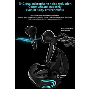 KENKUO Wireless Gaming Earbuds, Active Noise Cancelling Bluetooth Headphones, 60ms Ultra Low-Latency for Gaming, ENC Call Noise Cancelling Bluetooth 5.1 with Deep Bass, IPX6 Waterproof, Black