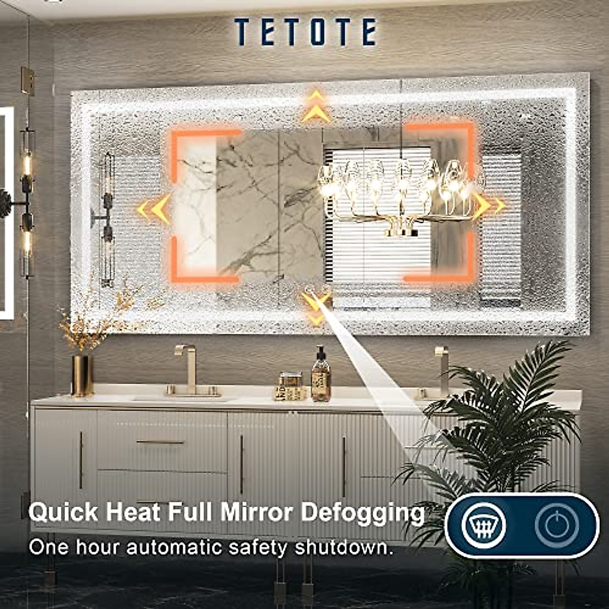 TETOTE LED Bathroom Mirror LED Mirror 60 x 28 Bathroom Mirror with Lights Bedroom LED Vanity Mirror Makeup Mirror Dimmable Anti-Fog Wall Mounted Birthday Gift Room Decor