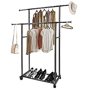 Horizontal and Vertical Black Double Rod Garment Rack