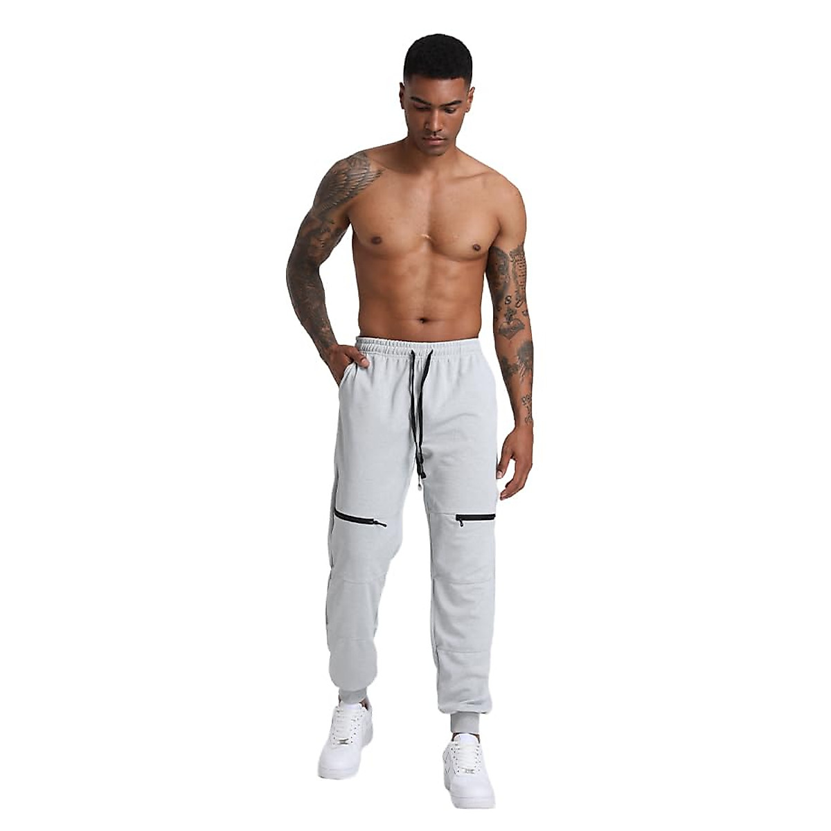 GIROLA Men's Sweatpants, Slim Fit Men Jogger Pants Tapered Gym Workout Pant for Jogging,Casual Athletics,Running,Training Grey