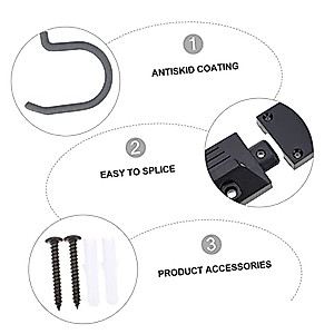 WOONEKY 1 Set Tool Storage Hanging Strip Bulk Items Wall Mount Utility Hook Storage Rack Hook Wall Floating Shelf Household Tool Organizer Storage Hooks Coat Hangers Broom Holder Metal