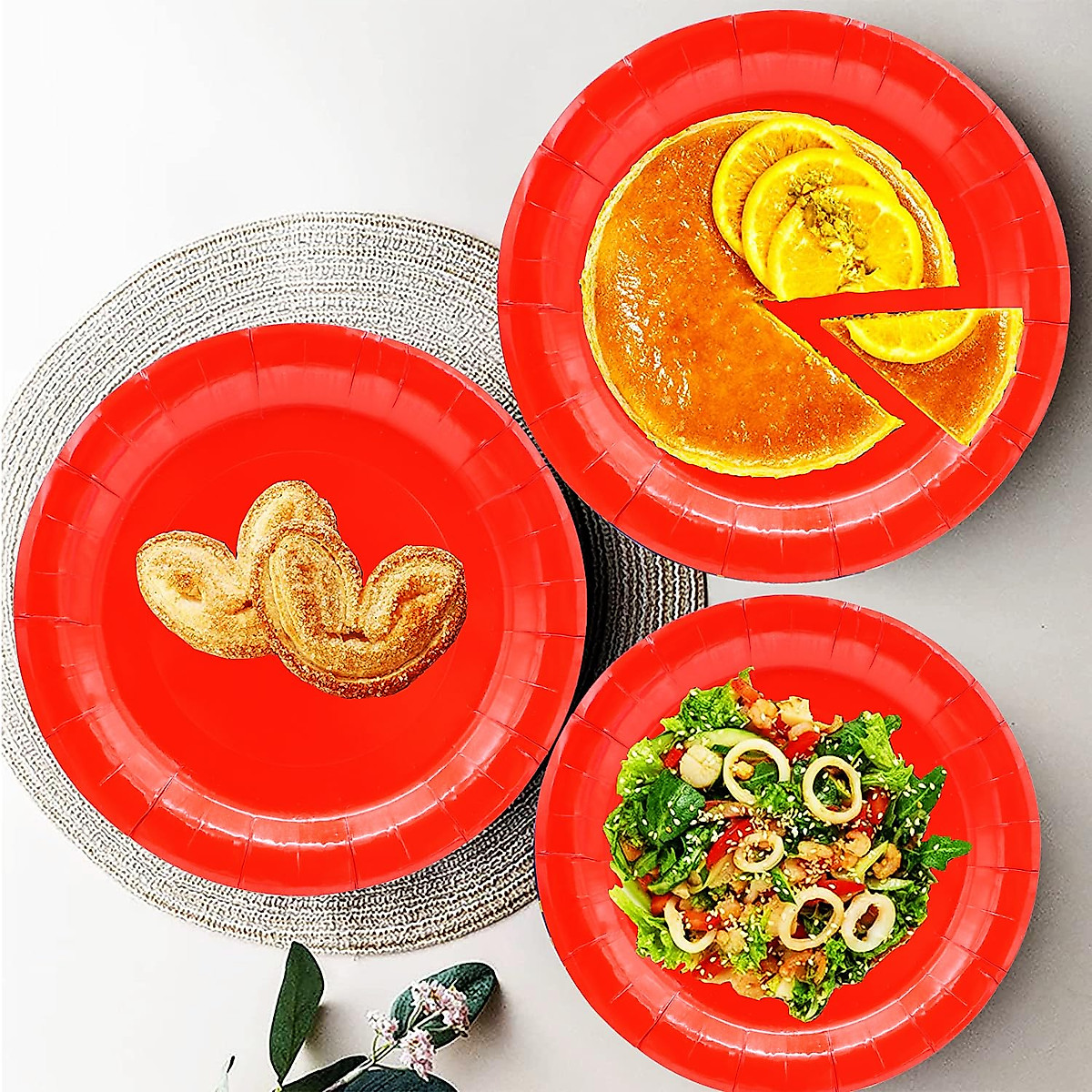 HSPAIDYP 50Pcs Red Party Supplies Red Paper Plates 7" Red Retro Dessert Plates Solid Red Christmas Plates for Solid Red Theme Wedding Bridal Baby Shower Red New Year Party Birthday Party Decor