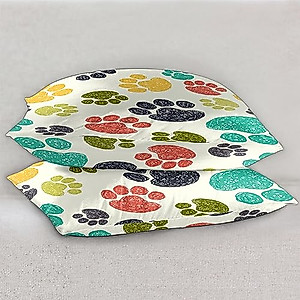 Colorful Paw Prints Satin Pillow Cases Silk Satin Pillowcase for Hair and Skin Standard Set of 2 Super Soft Silk Pillowcase with Envelope Closure (20x26 in)