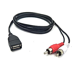 Halokny USB 2.0 A Female to 2 Dual RCA Male Y Splitter Audio Video AV Composite Adapter Cable - 5 Feet(USB F/2RCA M)
