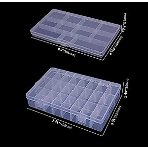 Ginsco 4 Pack Clear Plastic Adjustable Divider Organizer Multifunction Box Storage Container Set for Beads Earrings Jewelry DIY Crafts Loom Bands Office supplies Fishing Tackle Hand Tool