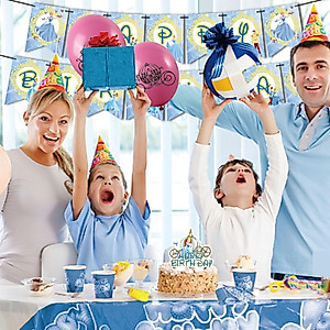 42 Cinderella Birthday Party Supplies Princess Theme Party Favor Includes Happy Birthday Banner,Balloons,Swirls,Cake Toppers for Kids Adults