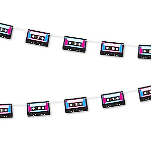 80's Party Supplies - Cassette Tape Banner Garland Decorations, 7 Feet Long (2 Pack)