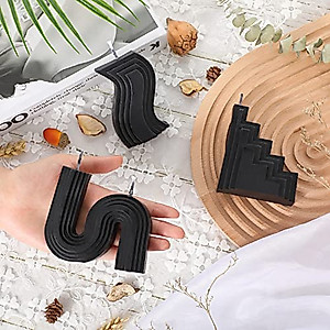 Coume 3 Pieces Twist Candle Aesthetic Candles Soy Wax Christmas Geometric Shaped Candle Art Trapezoid Triangle S Shape Candle Blue (Black)