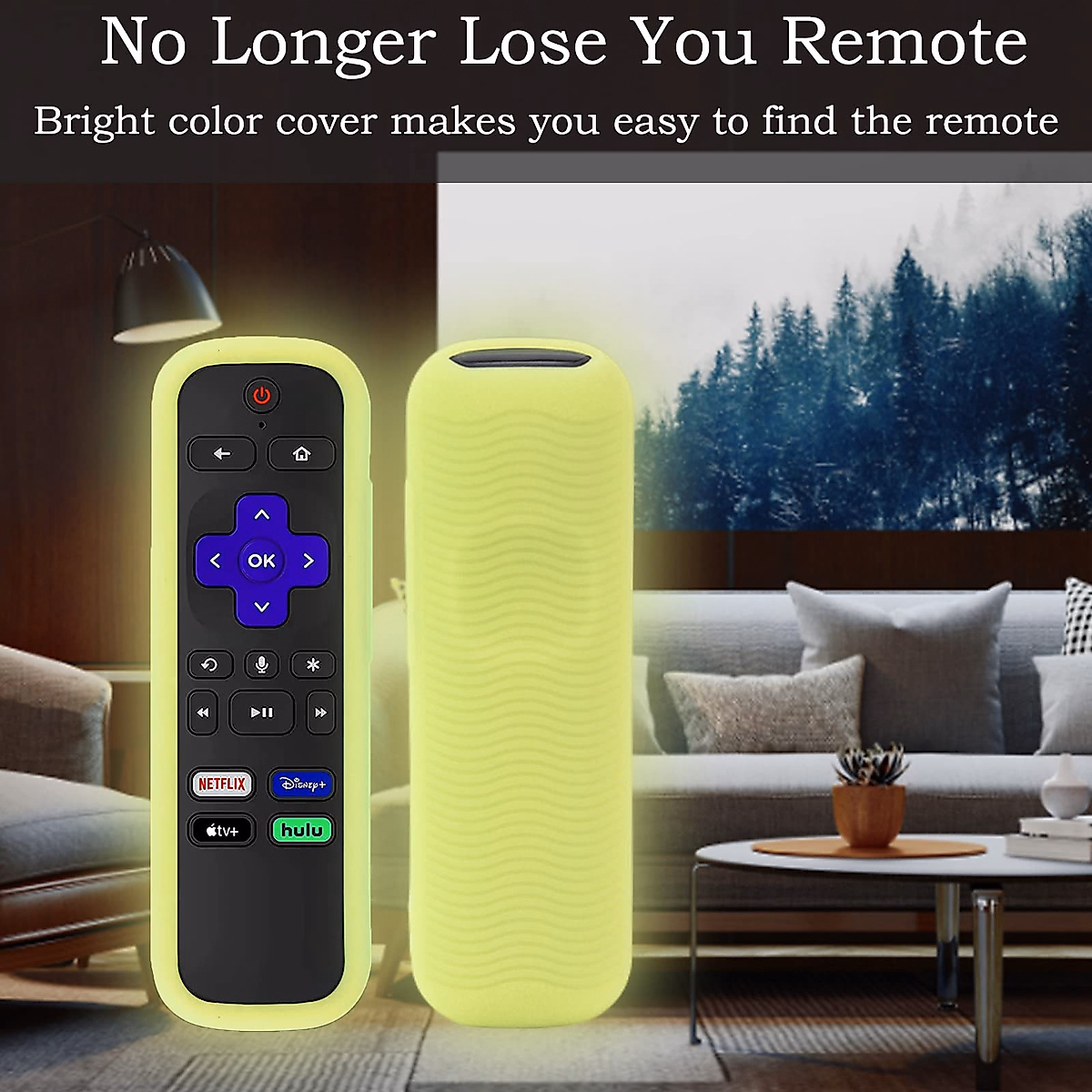 Silicone Protective Controller Cover fits for Roku TV Voice Remote | Element | Onn | Hisense | Westinghouse Roku TV Controller Cover,Glow in The Dark