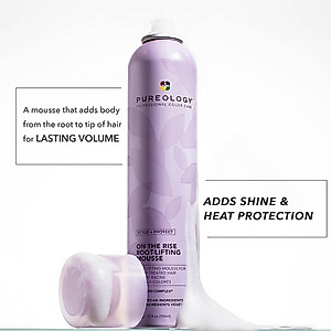 Pureology Style + Protect On The Rise Root Lifting Mousse | For Flat, Color-Treated Hair | Medium Control & Volume | Sulfate-Free | Vegan | Updated Packaging | 10.4 Oz. |