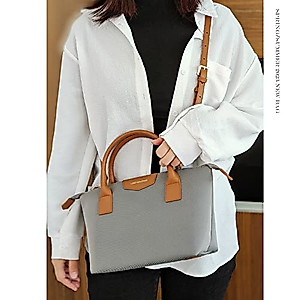 Women Lightweight Waterproof Nylon Handbag Shoulder Totes Crossbody Bag,Leather Shoulder Handbags And Travel Work Purse (Light grey)