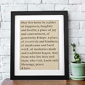 Framed House Warming Burlap Print 11" W X 13" H, New Home Gifts for Friend, New House Gift for Homeowner Neighbors, Christmas Gifts, First Home Decorations, Housewarming Present for New House, Housewarming Gifts (Housewarming)