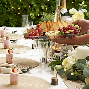 MATANA 6 Large Clear Plastic Serving Tray - 13" x 9" Inch Rectangle Disposable Serving Platters, Party Dish Food Trays for Parties, BPA-Free, Reusable