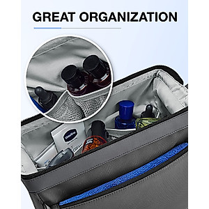 BAGSMART Toiletry Bag for Men, Wide Opening Travel Toiletry Bag for Men, Dopp Kit Water Resistant Shaving Hygiene Bag for Bathroom Shower, Travel Size Toiletries, Travel Essentials - Grey