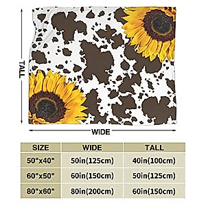 GYUIYTI Cow and Sunflower Throw Blanket - 60x50 Inch Super Soft Cozy Plush Blanket Comfort Blanket Flannel Fleece Blanket for Bed Sofa Living Room Outdoor