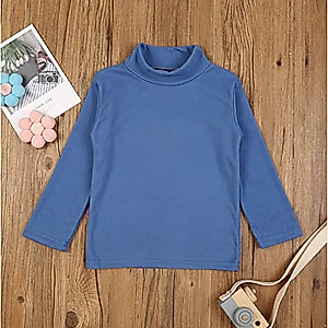 YiZYiF Kids Base Layer Tops Thermal Underwear Boys Girls Long Sleeve Mock Neck Winter Warm Shirts Baselayer T-Shirts Blue 9-10 Years