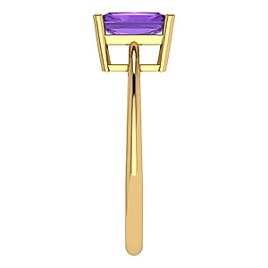 Clara Pucci 1.0 ct Radiant Cut Solitaire Natural Amethyst gemstone Bridal Designer Anniversary Engagement Ring Real 14k Yellow Gold