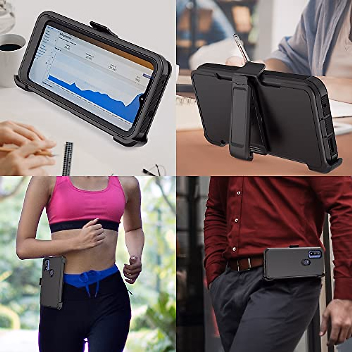 Compatible with Motorola G Pure/Moto G Power 2022 Case, Heavy Duty Rugged Shockproof Full Body Protection Kickstand Case with Belt Clip Holster for Motorola G Pure 6.5 inch Phone (Black)