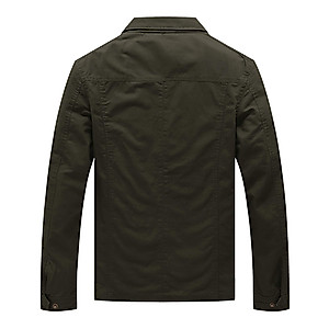 WenVen Men's Spring Aviator Cotton Commuter Jackets (Army Green, XL)