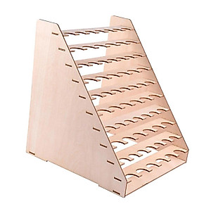 simhoa 65 Holes Craft Paint Epoxy Tool Wooden Organizer Storage Rack Stand Holder, 30x32x35cm