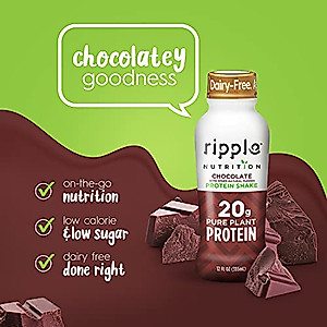 Ripple Vegan Protein Shake, Chocolate 12 Fl Oz (12 Pack) & Ripple Vegan 8 oz Dairy-Free Milk, Chocolate (12 Pack) | 24 Pack