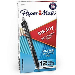 Paper Mate InkJoy 300RT Retractable Ballpoint Pens, Medium Point, Black, Box of 12