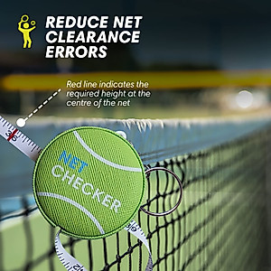 Scoring Right Tennis Net Height Mini Measuring Tape and Keyring, Portable 59 Inch Flexible Measuring Tape for Measuring Tennis Net Height, Green
