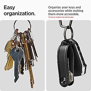 Spigen Valentinus Key Chain Key Holder Leather Key Organizer Minialist Compact Keyholder with Key Ring - Black
