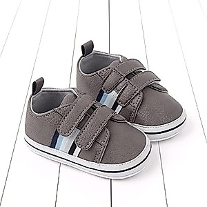 Lykmera Cute Children Toddler Walking Shoes Boys Girls Floor Sports Shoes Flat Bottom Soft Bottom Non Slip Sneaker Shoes (Grey, 12-18 Months)